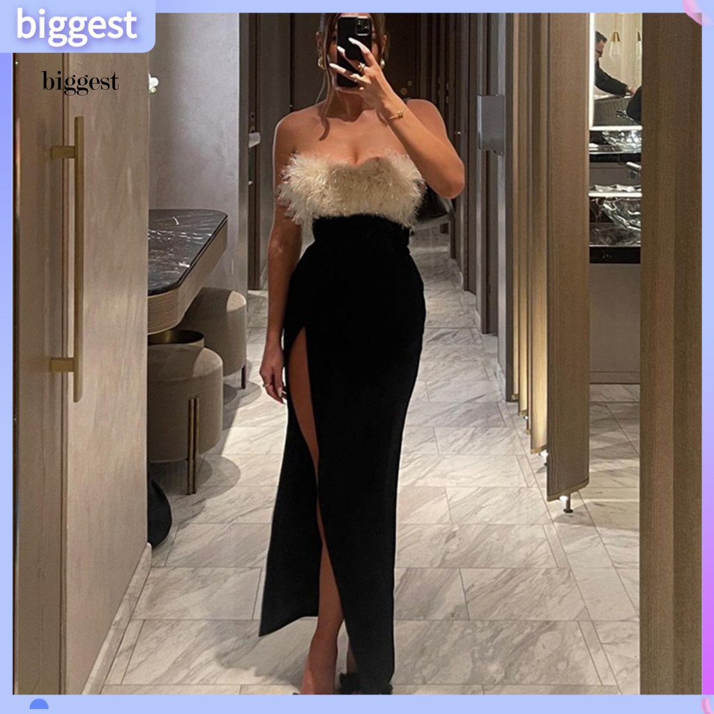 BGT Women Tube Top Dress Prom Maxi Dress Sexy Off Shoulder Evening ...