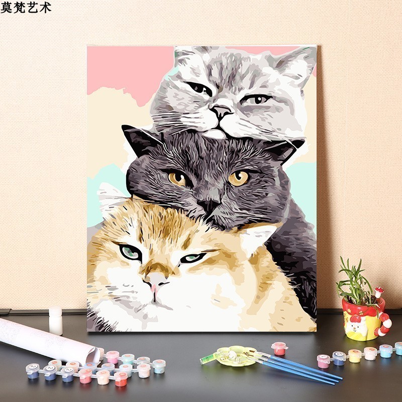 Zet Art Animal 40x50cm paint by numbers painting diy Hand-Filled Three ...