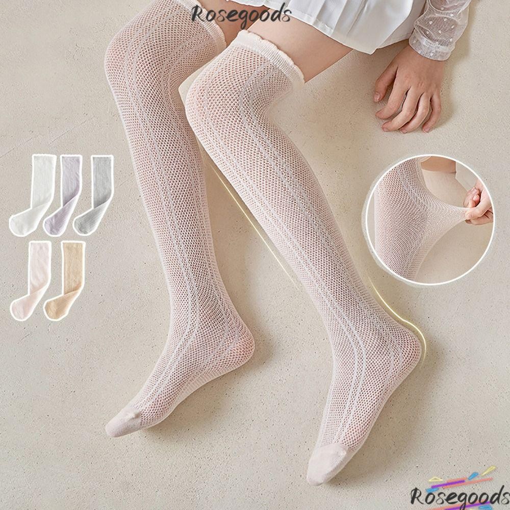 ROSEGOOD Long Stockings, Thin Cotton Children Mesh Stocking, Hollow ...