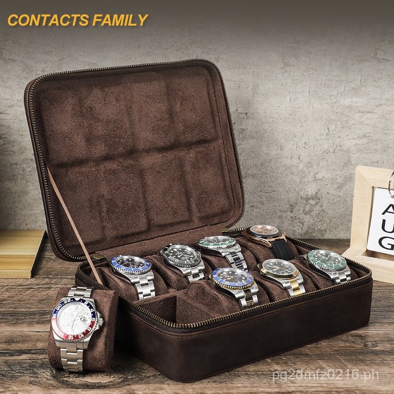 Storage Gift Box Watch Eight-Slot Cowhide Watch Box Protective Case ...
