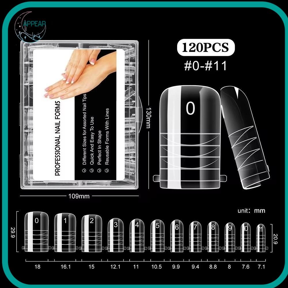 APPEAR 120pcs Toe Nail Mold, Acrylic Dual Forms False Tips, Full Cover ...