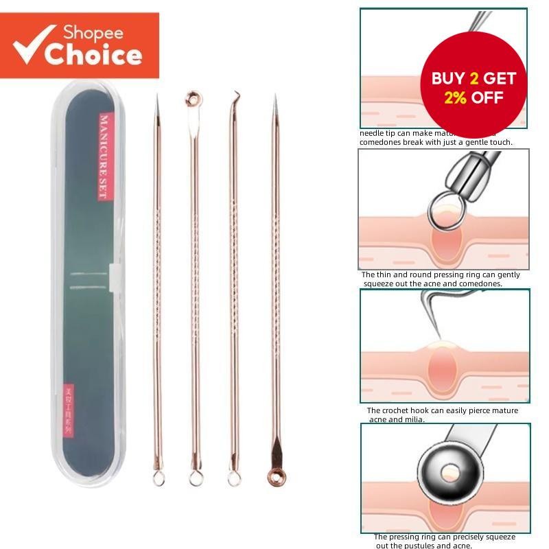 Facial Acne Needle Blackhead Extraction Kit Rose/Frosted Silver (4 ...