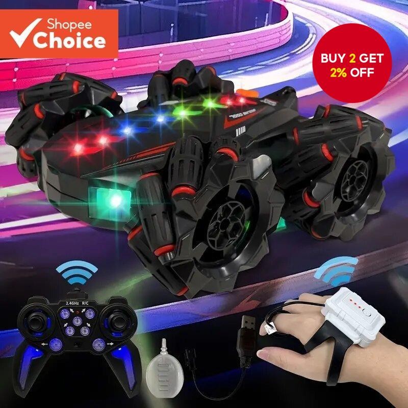 Children's remote control toy car, double-sided spray car, drift car ...