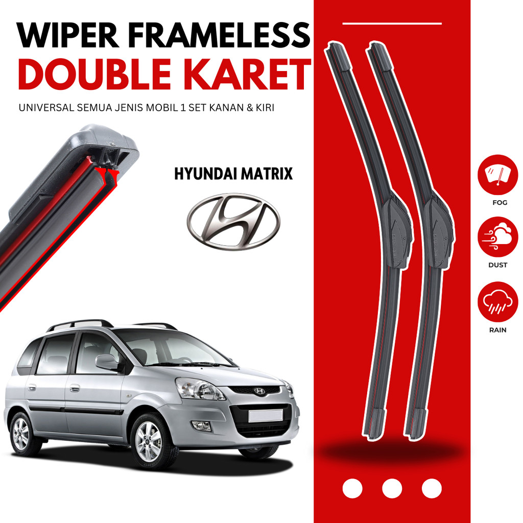 HYUNDAI Car Windshield Wiper Matrix Premium Double Wiper Rubber Set ...