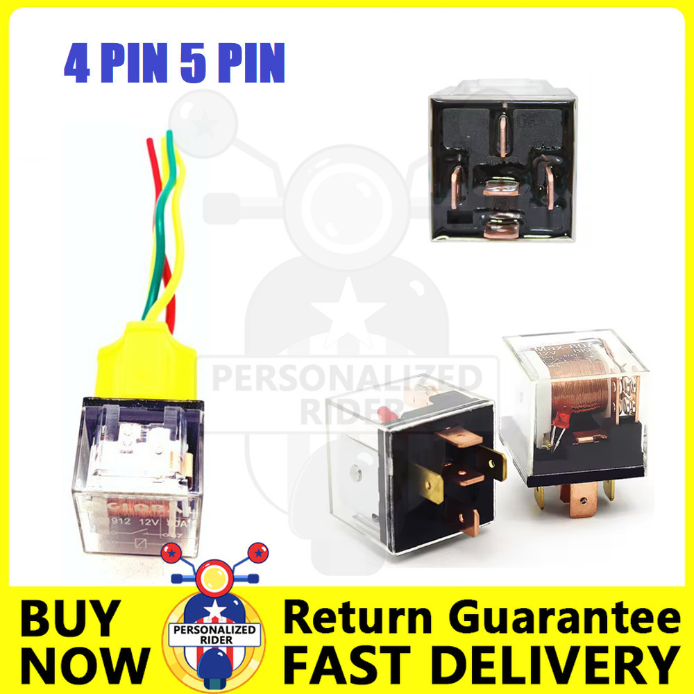 HORN RELAY 4 PIN 5 PIN WITH SOCKET UNIVERSAL FOR MOTORCYCLE [P'd RIDER ...