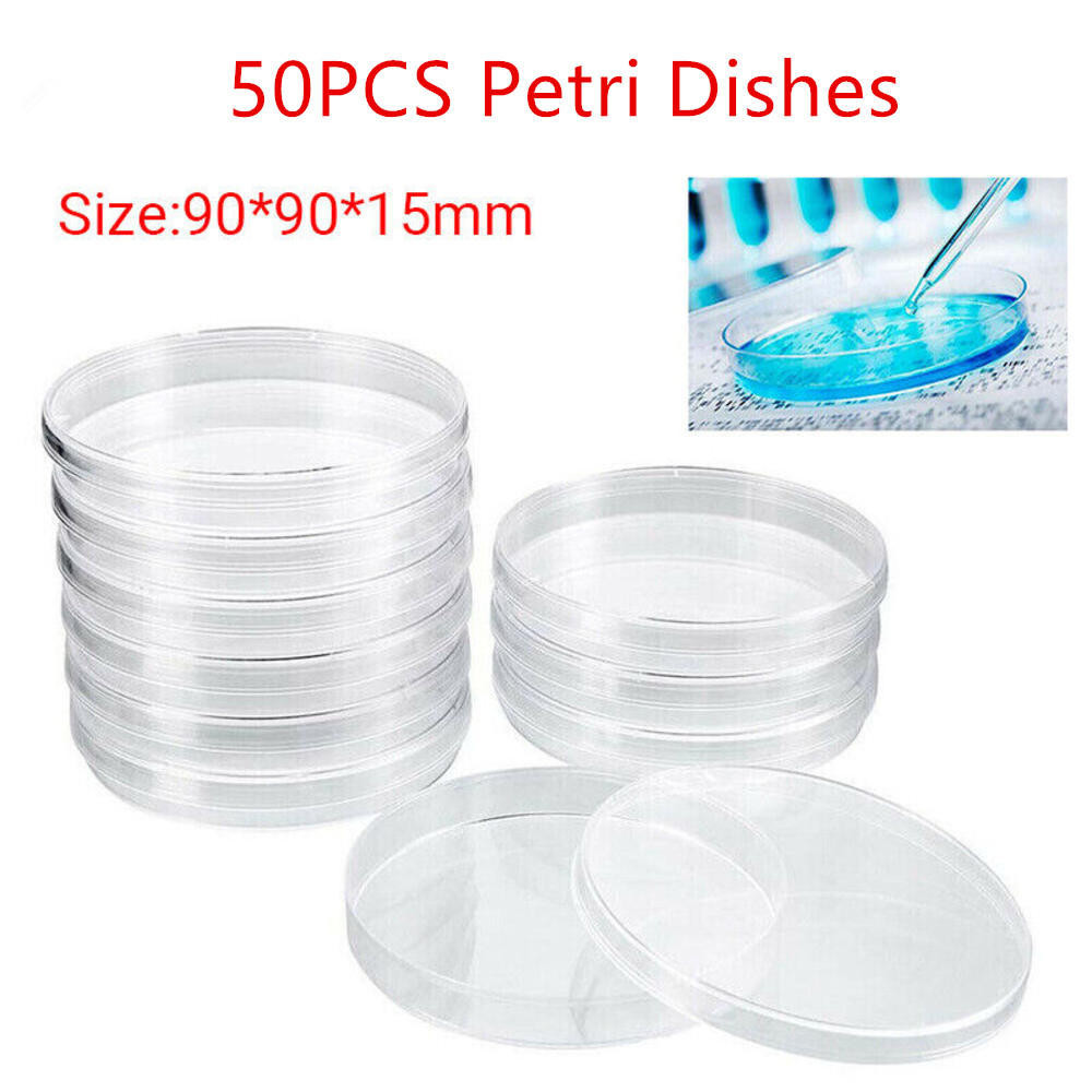50Pcs Plastic Petri Dishes with Lids, Bioresearch Sterile Petri Dish ...