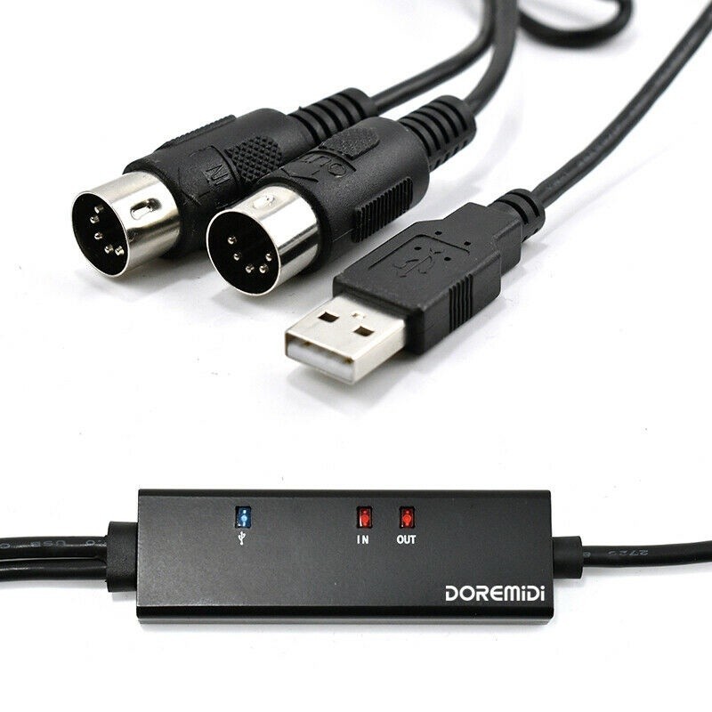 Usb To Midi In/Out 5 Pin Interface Converter Cable For Windows Mac Ios ...