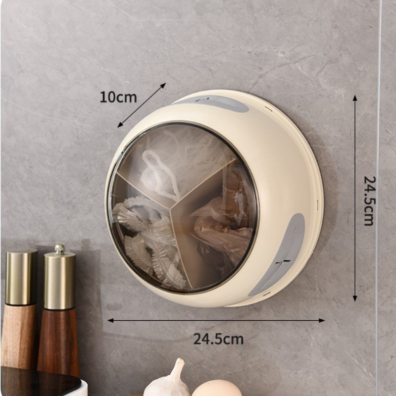 3-in-1 wall-mounted rotating storage box with compartments for storage ...
