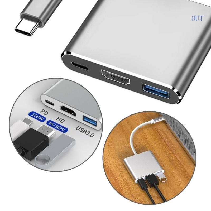 OUT Upgraded Type C to Multiports Adapter 4K TypeC PD100W Fast Charging Port USB3 0 Port ...