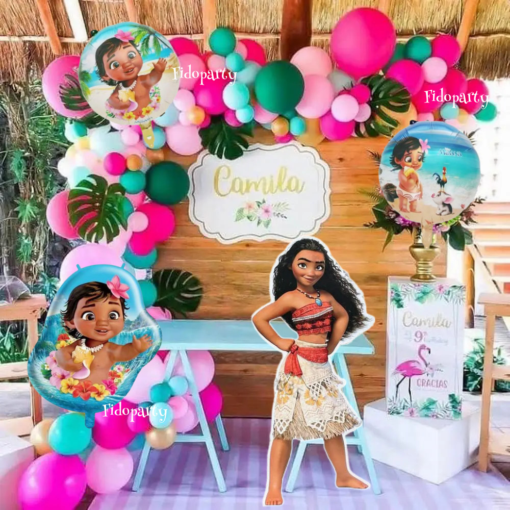 Moana Garland Arch Kit Rose Pink Green Latex Balloon Birthday Decorat ...