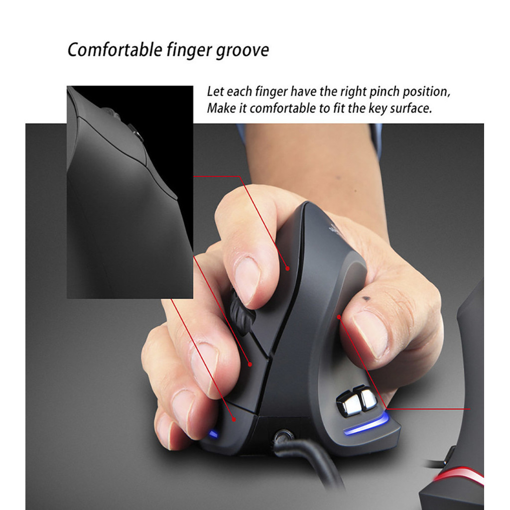 jomaa Wired Vertical Gaming Mouse, USB Ergonomic Gaming Mouse 7200 DPI ...