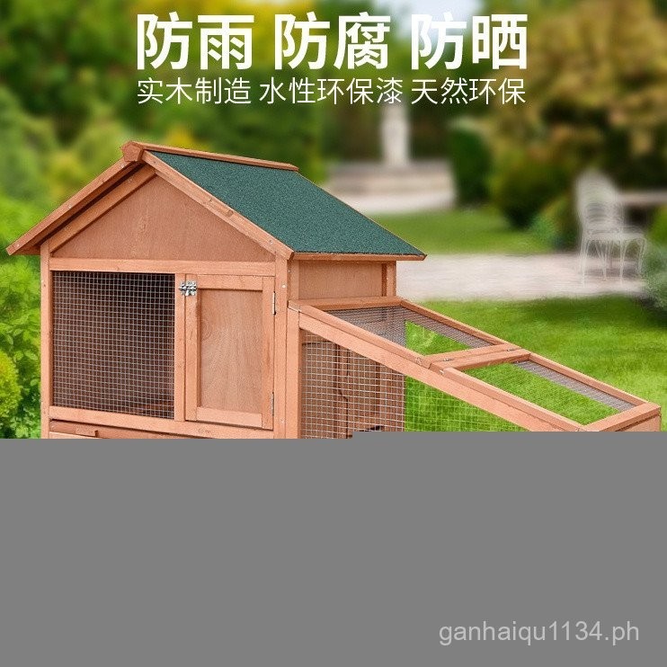 Solid Wood Outdoor Chicken Cage Household Large Breeding Coop Rabbit ...