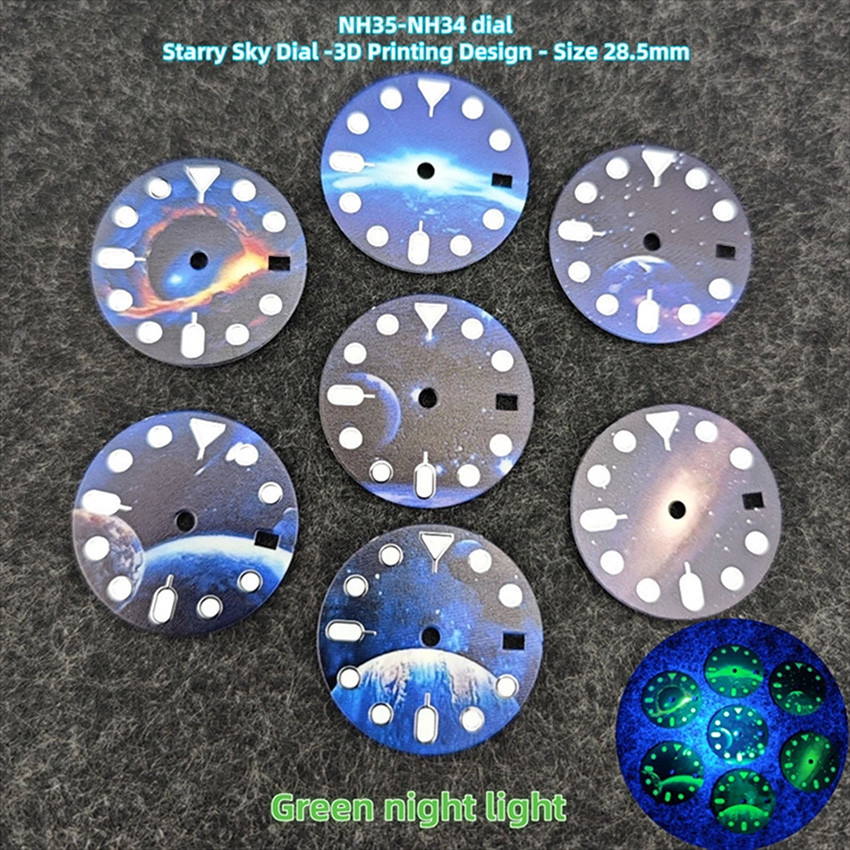 28.5MM Green Luminous Watch Dial Starry Sky Lunar Surface Mechanical ...