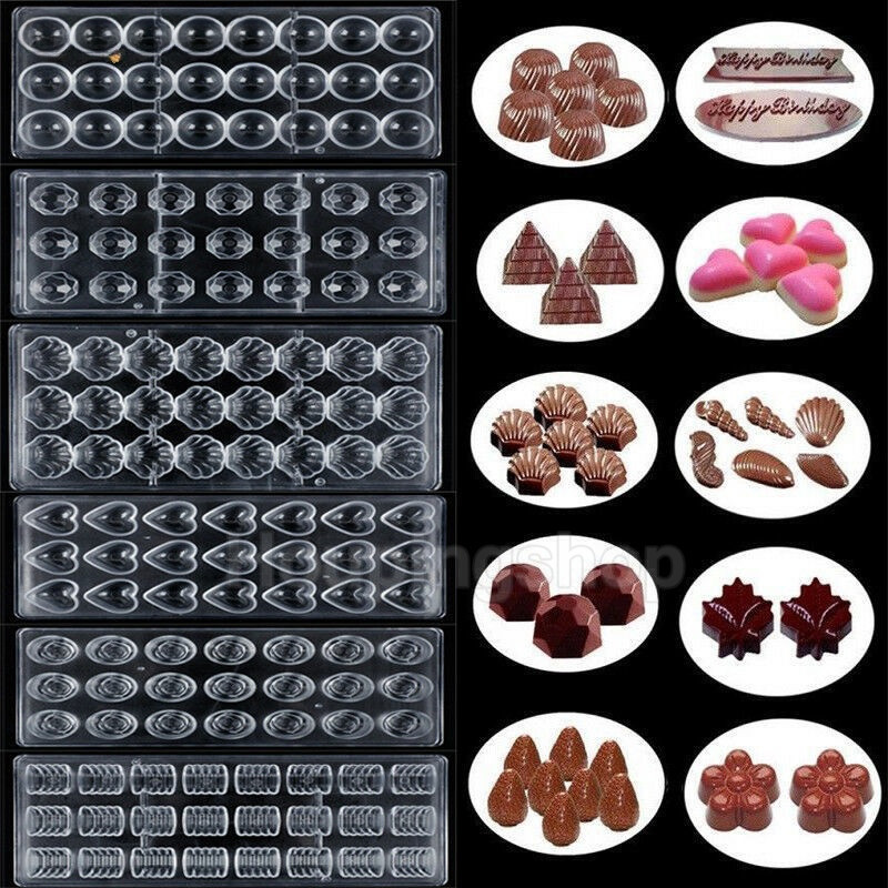 3D Chocolate Mold Polycarbonate Flower Heart Round Shaped Chocolates ...