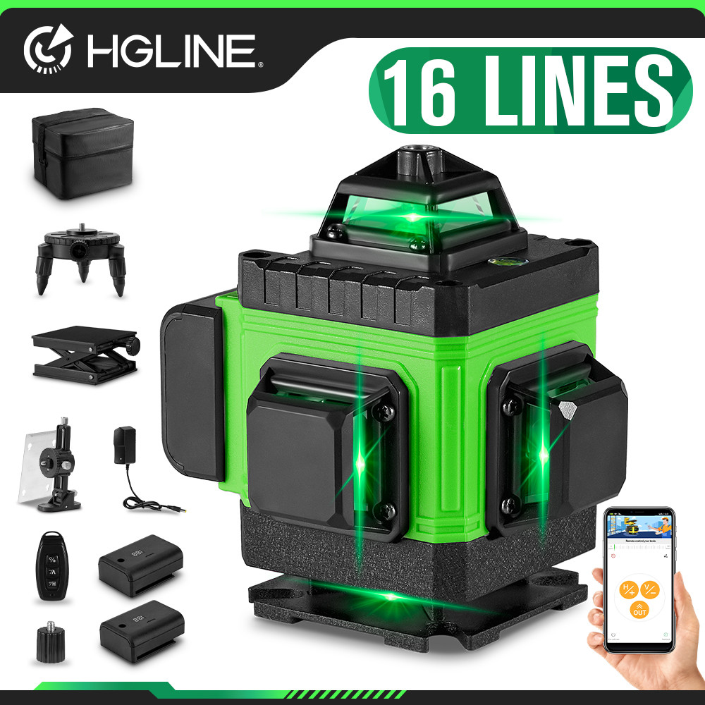 16 Lines 4D Laser Level Green Line Self-Leveling 360 Horizontal and ...