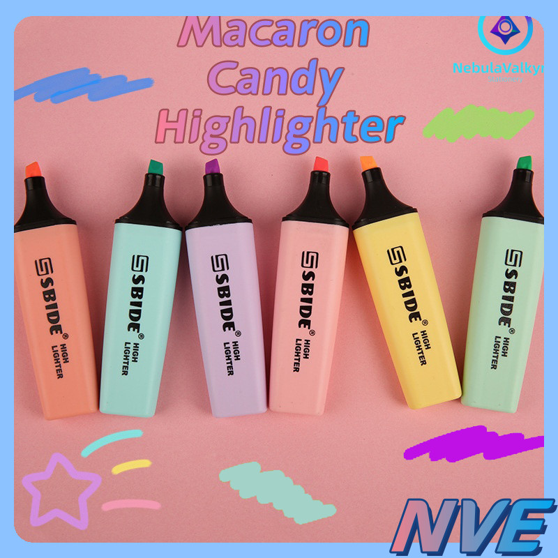 NVE Highlighter Pens Macaron Color Students Mark Small Fresh Marker Pen ...