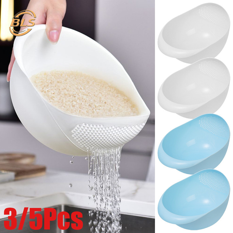 3/5 Pcs Multifunctional Dry Wet Segregation Rice Washing Basket ...