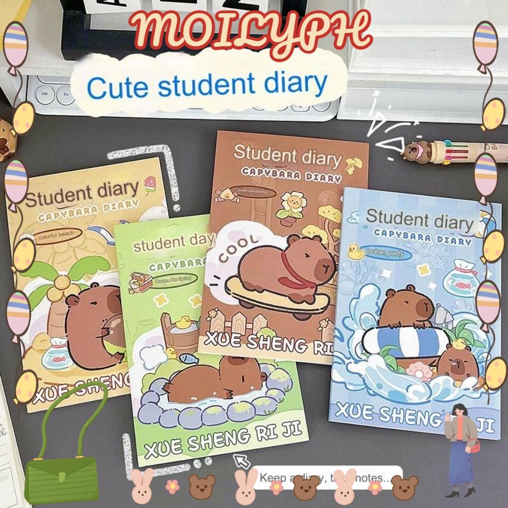 MOILYGOODS Capybara Diary, 32K Cartoon Pupil Composition Books, Cute ...