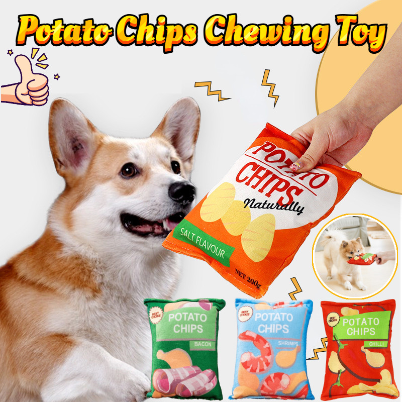 Dog Potato Chips Chewing Toy for Puppy To Bite Sounding Stuffed Pillow ...