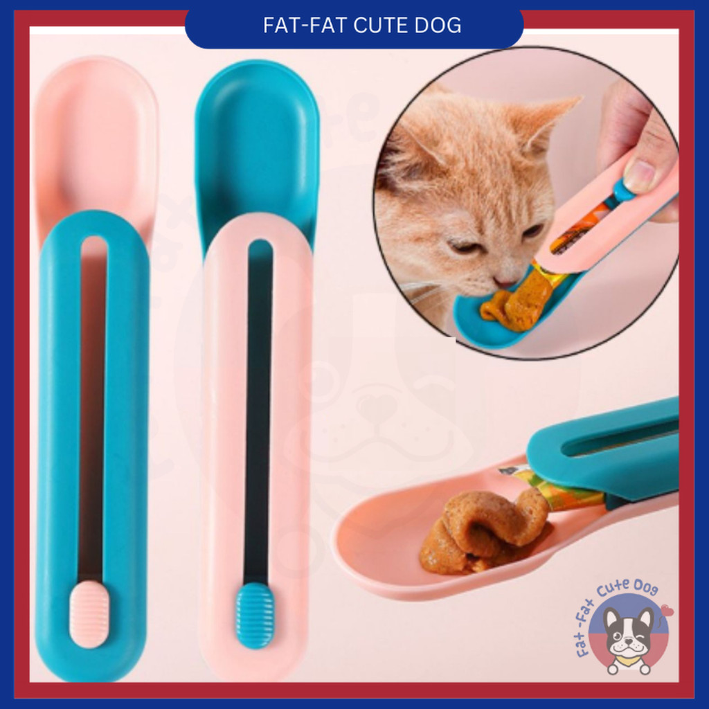 [Fat fat cute dog] Cat Treat Snack Spoons Cat Feeder Treat Squeeze ...