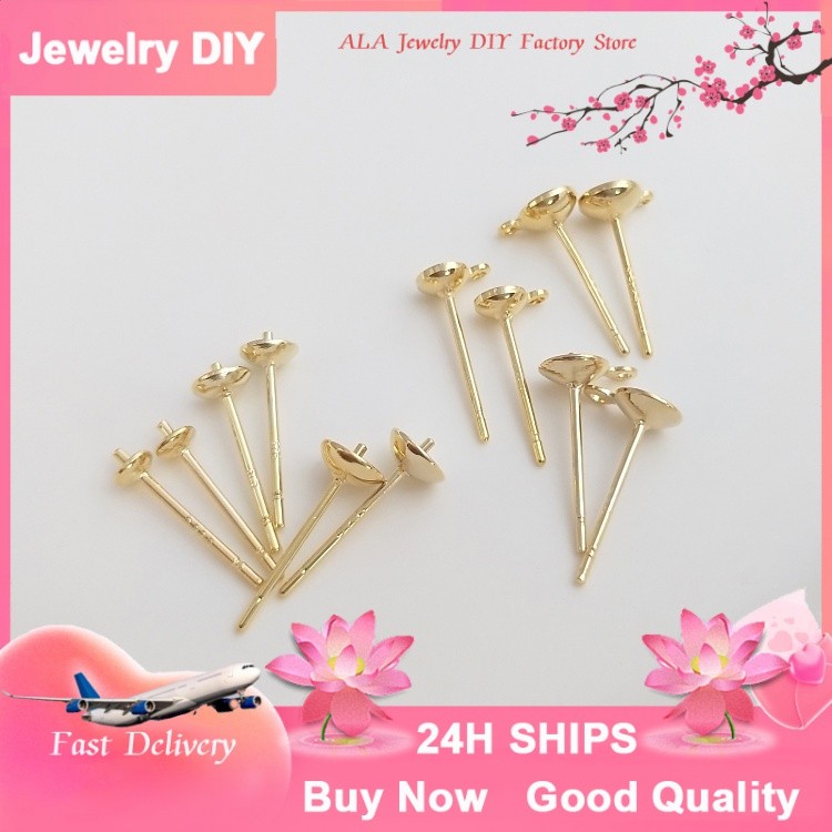 ️Exquisite Jewelry DIY ️S925 Silver Needle Plating 14K Light Gold Half ...