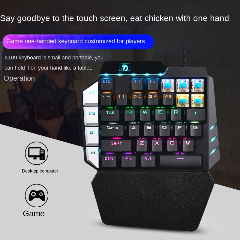 One-handed Gaming Keyboard with Mechanical Keys and Phone Game Support ...