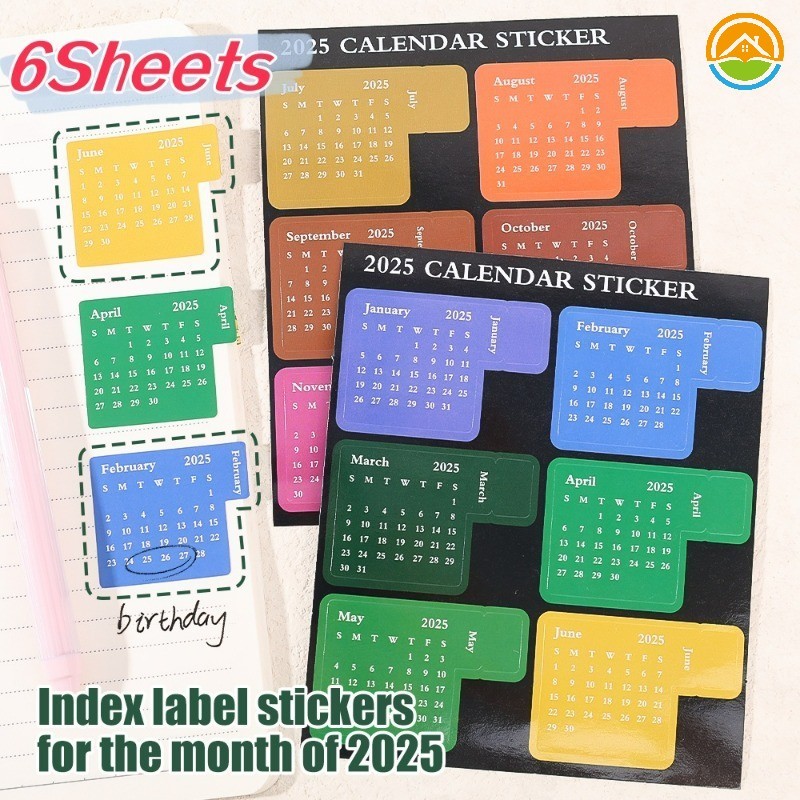 2/6Sheets 2025 Yearly Monthly Daily Schedule Calendar Tab Stickers ...