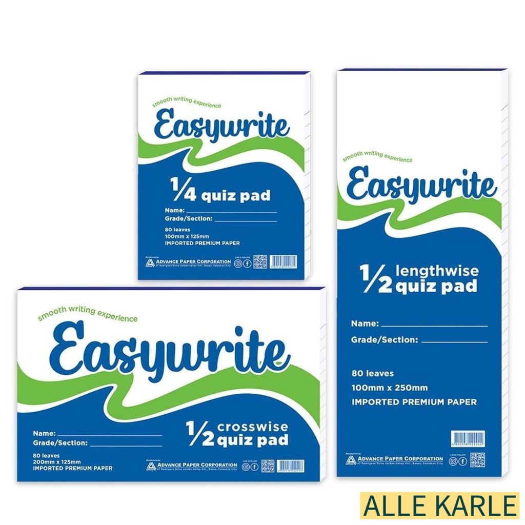 Easywrite Quiz Pad 80lvs | Alle Karle | Shopee Philippines