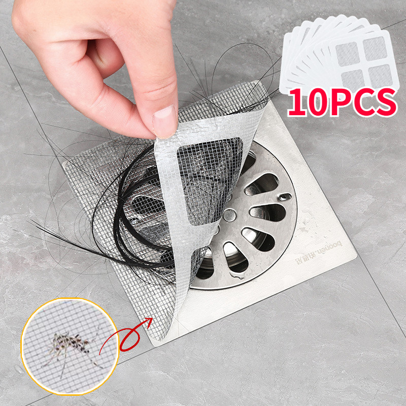 10Pcs/Set Disposable Floor Drain Sticker Shower Drain Stickers Hair ...