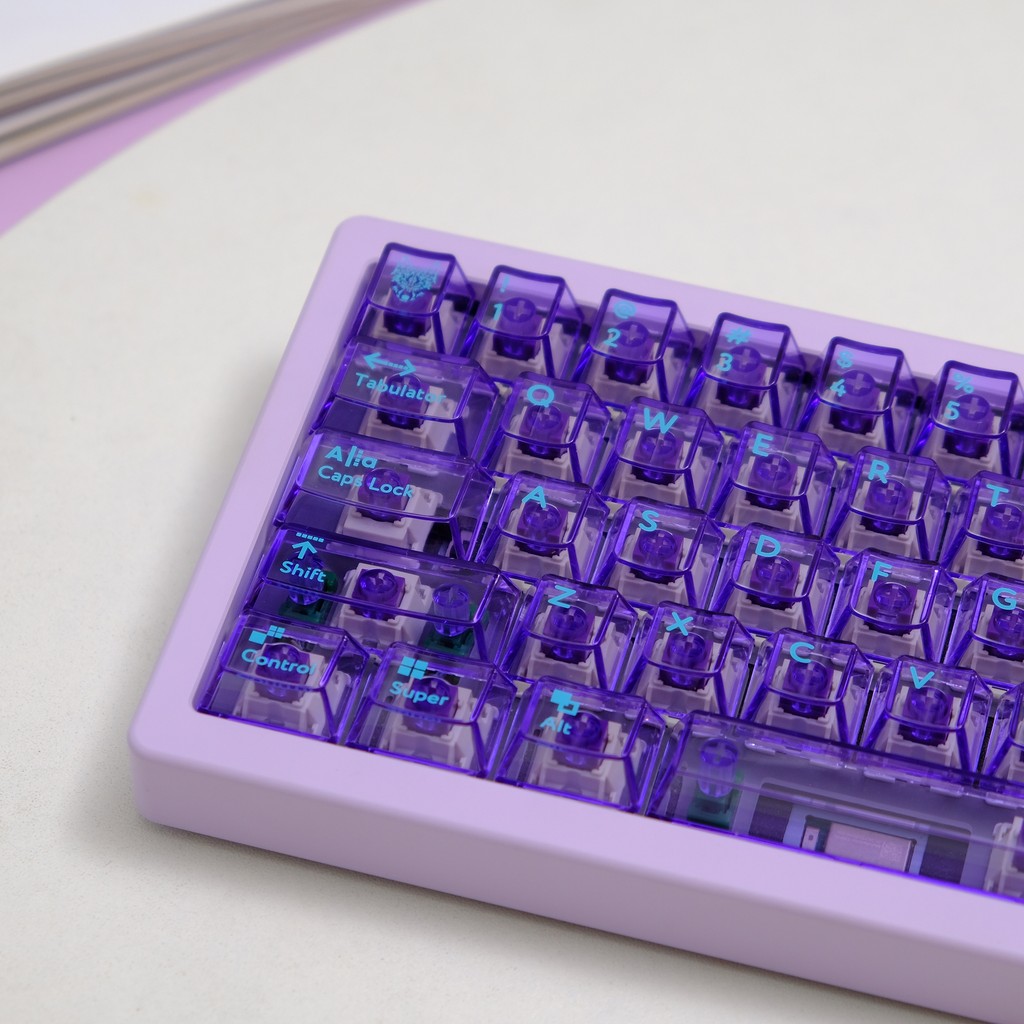 114 Keys Transparent Crystal Purple Keycaps Cherry Profile Keycaps set ...