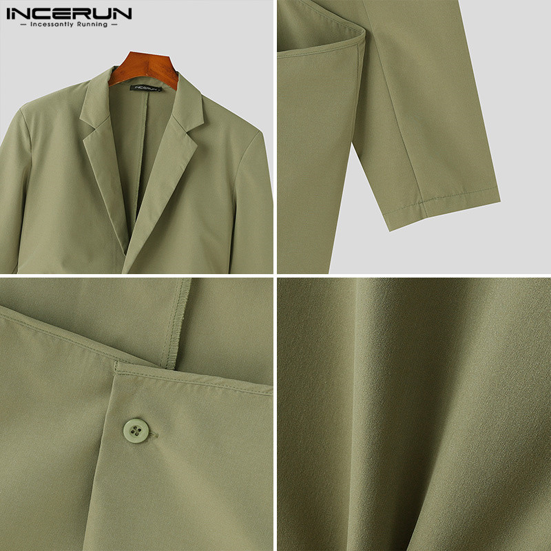 INCERUN Men Vintage Casual Solid Color Deconstructed Design Long Sleeve ...