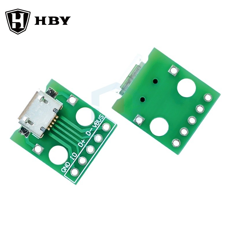 10pcs MICRO USB To DIP Adapter 5pin Female Connector B Type PCB ...