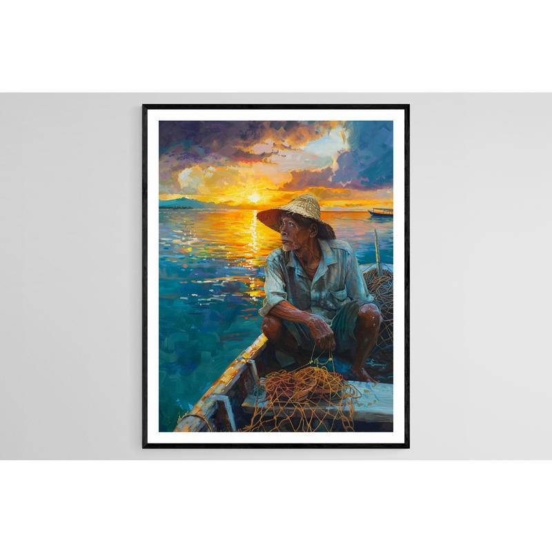 Filipino Fisherman Canvas, Traditional Philippines Scene Painting ...
