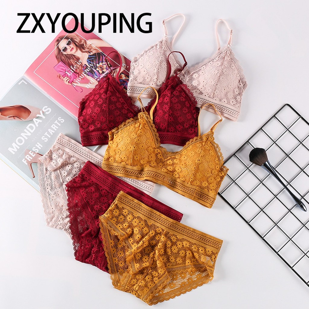 ZXYOUPING Women Bra and Panty Set Sexy Beautiful Back Lace Bra ...