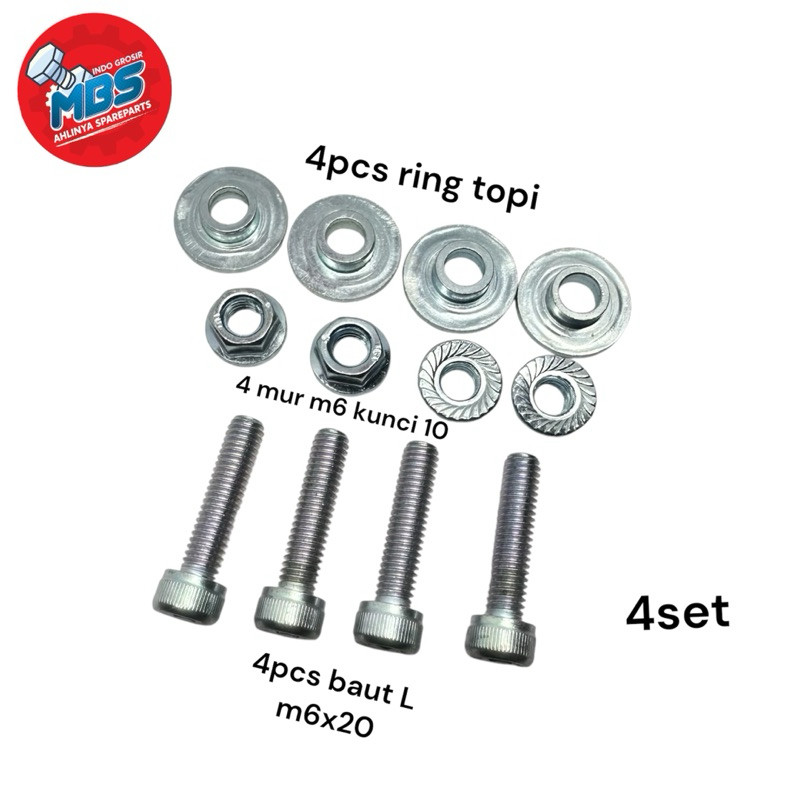 Saj 4set bolt boss ring 10 L m6x20 nut m6 bolt ring nut original bolt ...