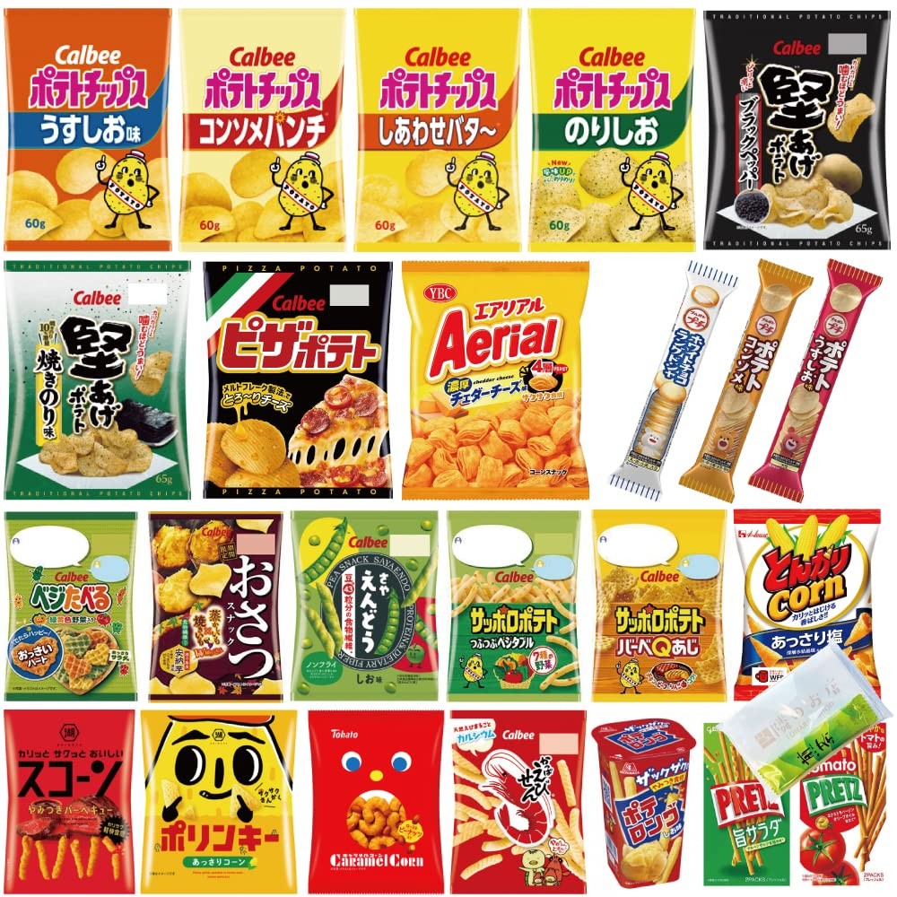 Calbee Koikeya 24 types of sweets Assorted set Potato chips Pretz ...