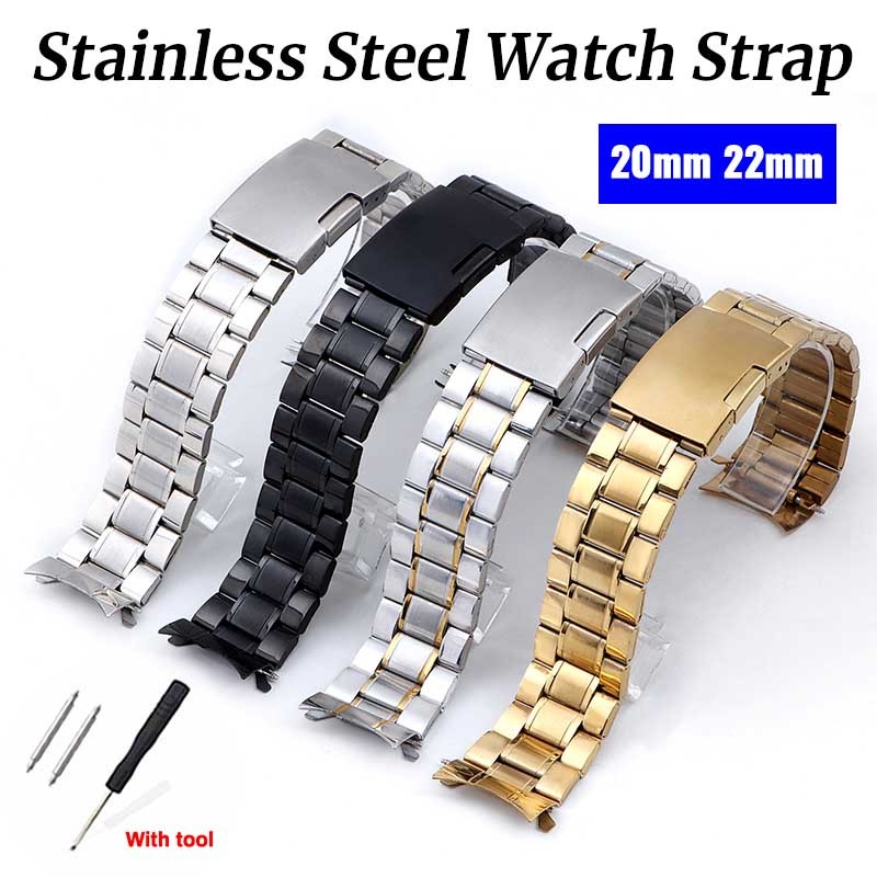 Stainless Steel Watch Strap 20mm 22mm Metal Watch Band Classic Bracelet ...