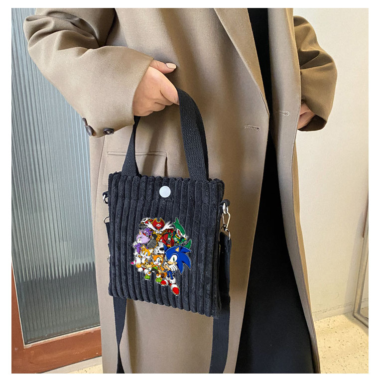 Fashion Crossbody Bag Cartoon Sonic the Hedgehog Bag Corduroy Bag Cute ...