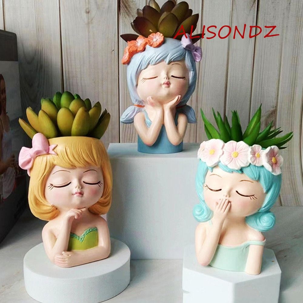 ALISONDZ Face Planters Pots, Cartoon Girl Statue Fairy Flowerpot, Vases ...