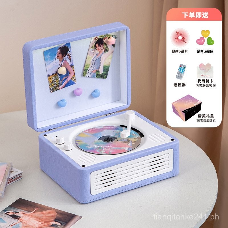 Retro cd Portable Bluetooth Speaker Album CD Vinyl Record Player All-in ...