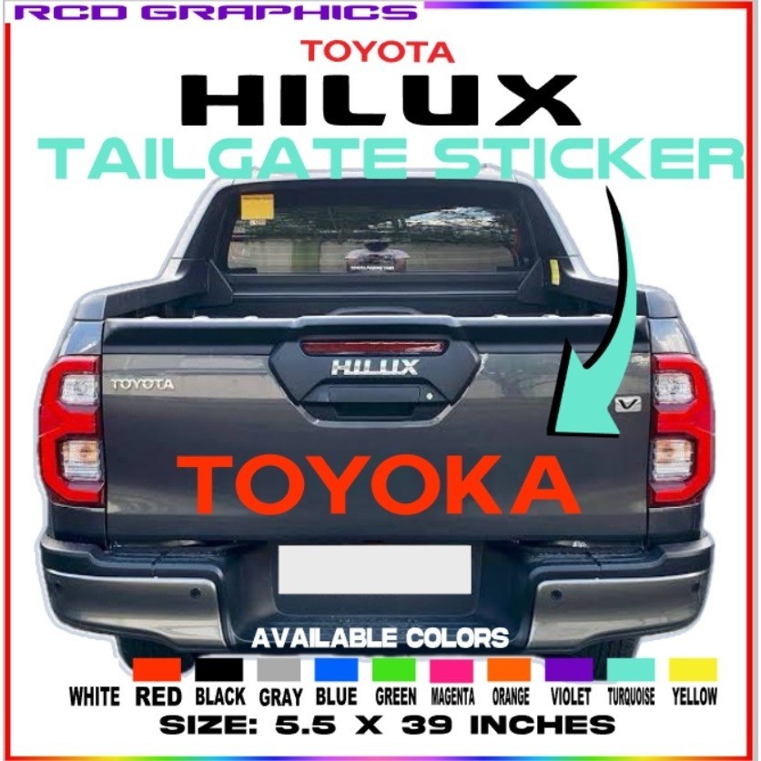 TOYOKA funny toyota tailgate sticker for hilux conquest gr solid font ...