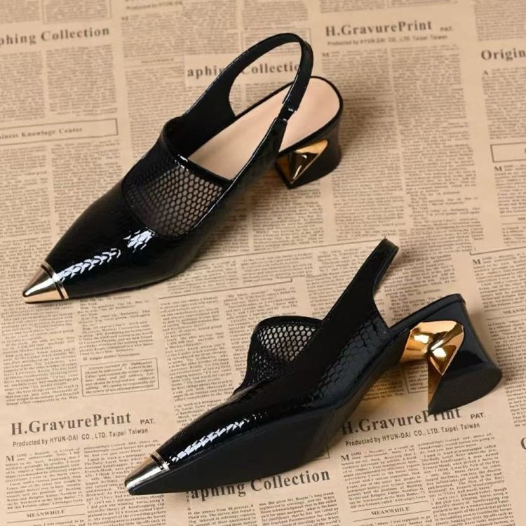 Women's High Heels Pointed Toe Shaped Heel Mesh Elegant High Heel ...