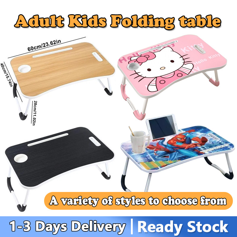 Foldable Study Table for kids and adults Lazy Bed Desk Wooden Table ...