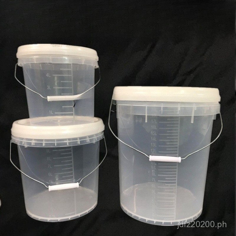 Liter Kilogram Transparent Plastic Bucket with Lid and Scale, Measuring ...