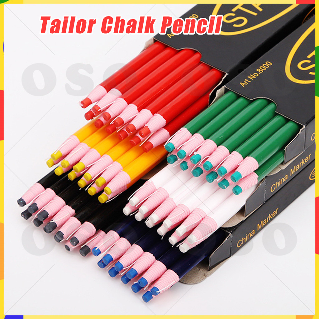 12PCs/Box Tailor Pencil (STANDARD) Sewing Marker Pencil Set Cut Free ...