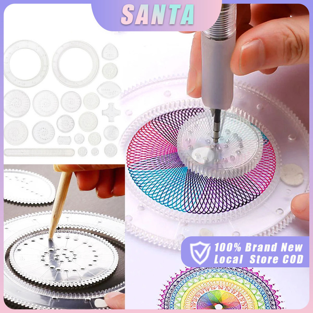 Creative Educational Gift for Kids 22/28pcs Spiral Gear Geometric Ruler ...