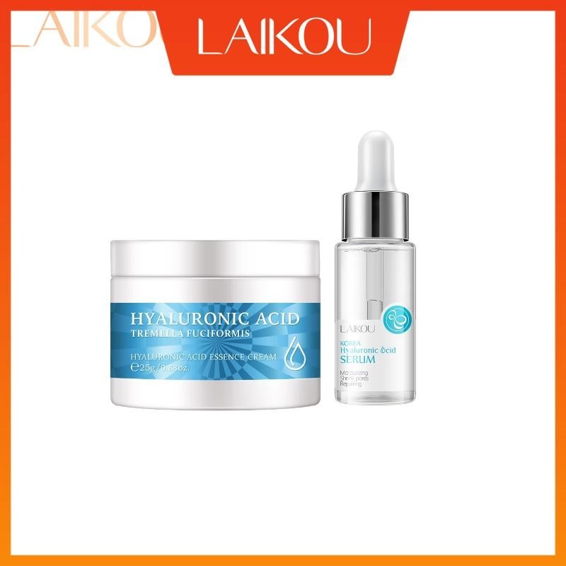 LAIKOU Hyaluronic Acid Serum Moisturizer Face Cream Repairing Anti-aging Skin Care Set | Shopee ...