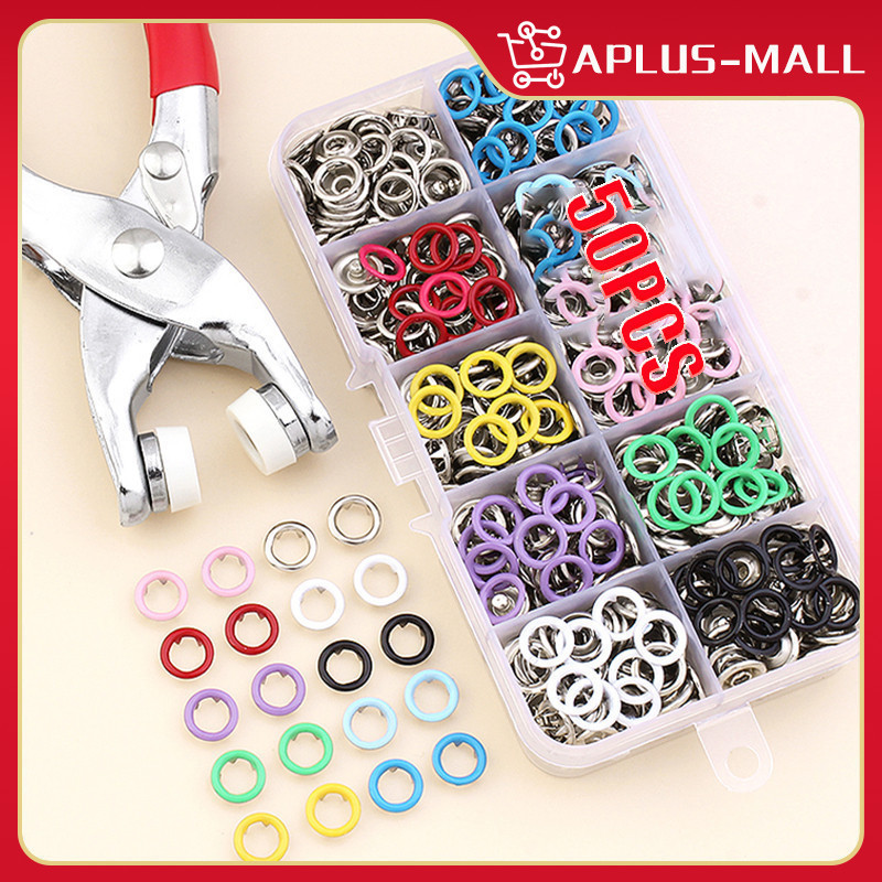 Metal Grommet Eyelet Plier Set Snap Button Pliersn Tools Set 50 Metal ...