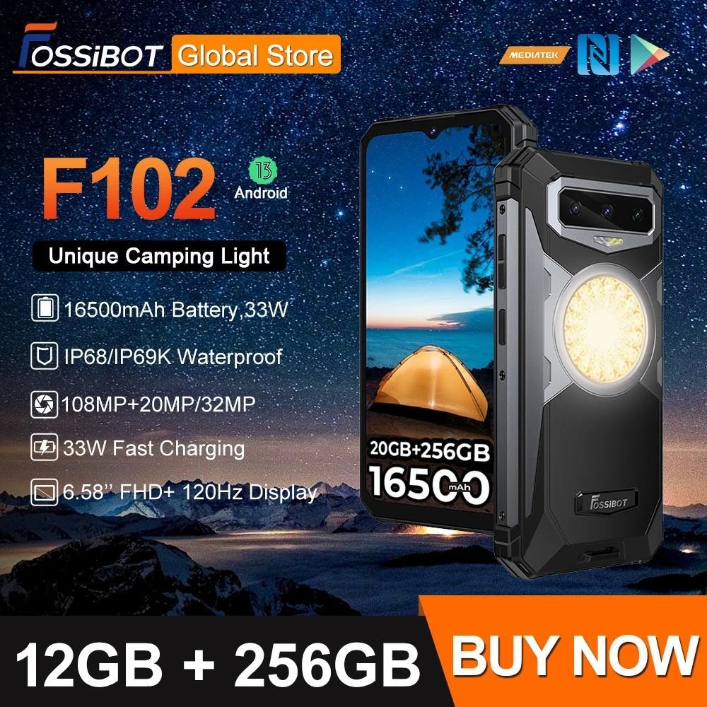 Fossibot F102 Rugged Smartphone Helio G99 Android Cell Phone 20GB+256GB ...