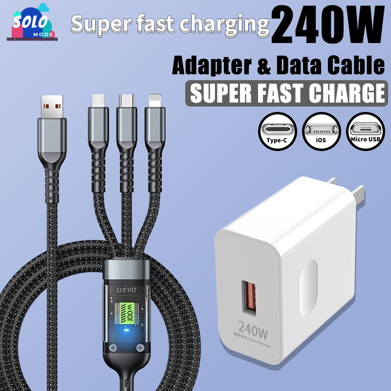 SCS 3in1 Super Fast Charger for Android Type C Micro USB iOS with ...